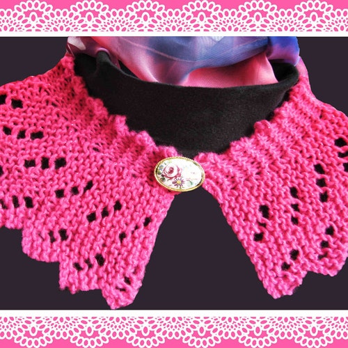Lace Collar Knitting Pattern Raspberry Ripple Design | Etsy