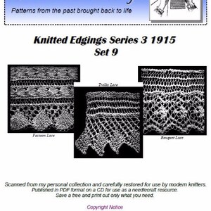 7 Knitted Lace Edgings Needlecraft Series 3 Sets 7, 8 and 9 Vintage ...