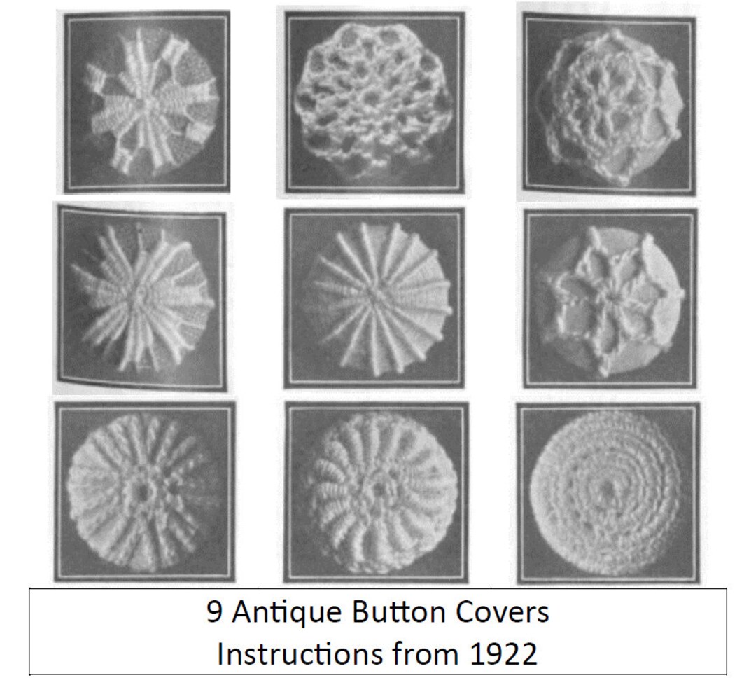 1922 Button Covers Downloadable PDF Vintage Pattern 9 Designs - Etsy