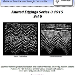 Knitted Lace Edgings Needlecraft Series 3 Set 8 Vintage Knitting ...