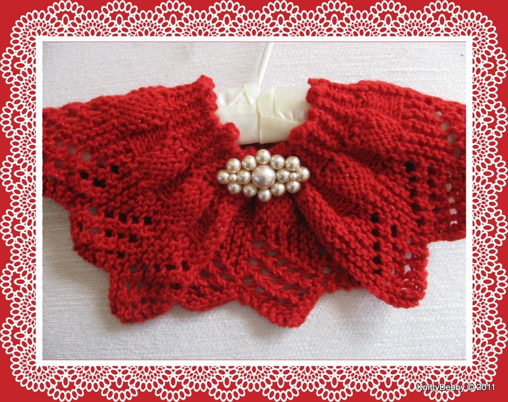 Lace Collar or Scarf Knitting Pattern Candy Apple Red Design - Etsy
