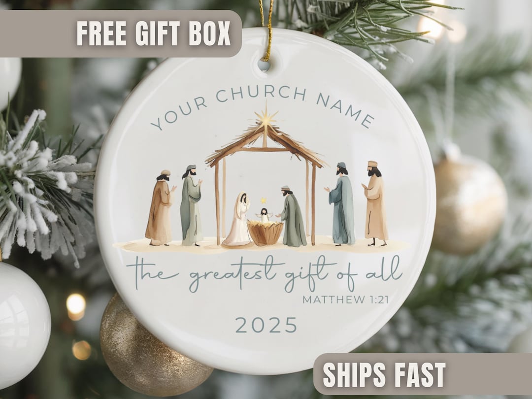 Custom Church Nativity Ornament, Personalized Greatest Gift of All ...
