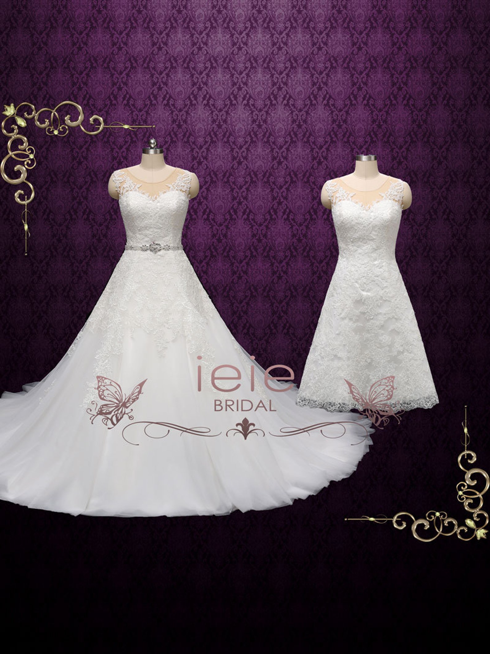 Convertible Wedding Dress With Detachable Skirt Lace Wedding Etsy