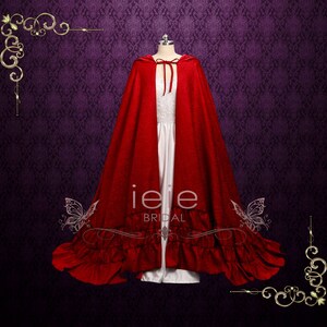 Hooded Red Cloak Cape With Ruffles at the Edge - Etsy