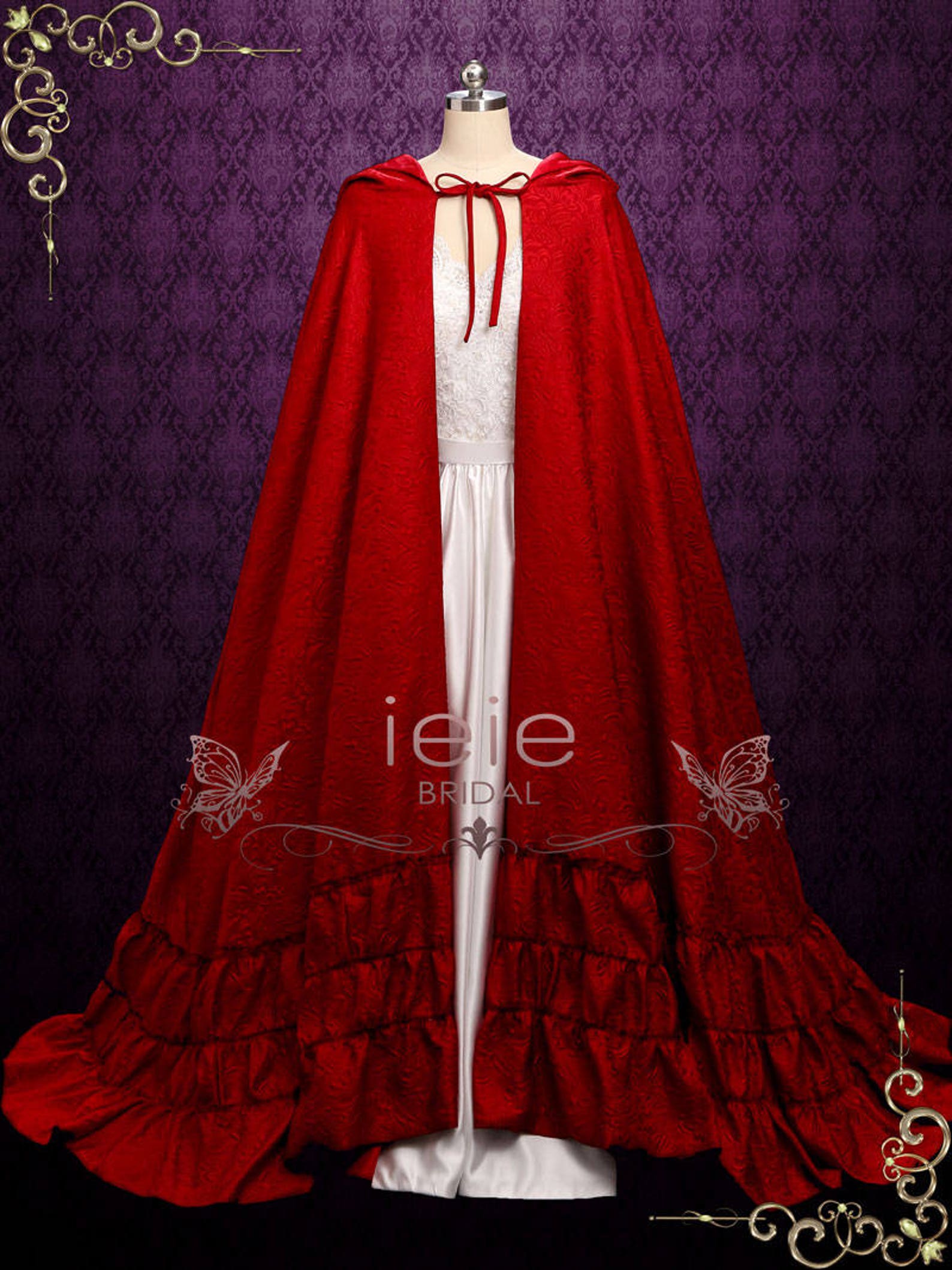 Hooded Red Cloak Cape With Ruffles at the Edge - Etsy