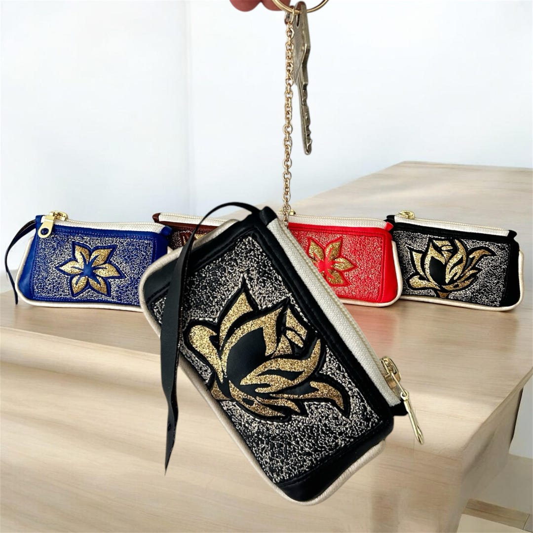 Quilted Mini Keychain Bag | Eco Leather Key Pouch With Chain - Etsy
