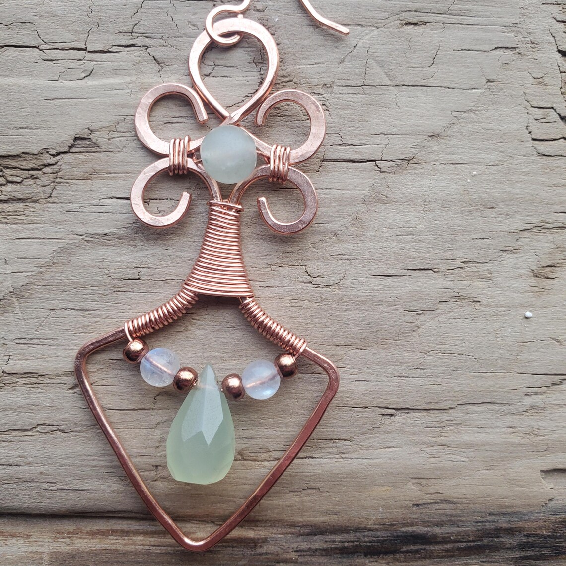 Jade and Copper Pendant Earrings - Etsy