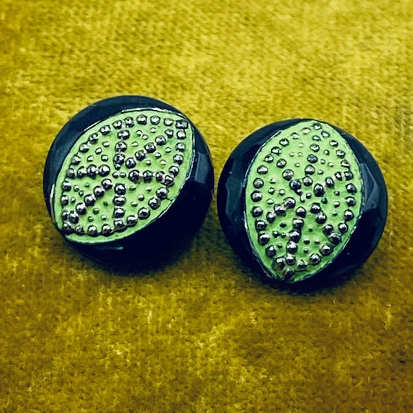 Antique Green Glass Buttons - Etsy