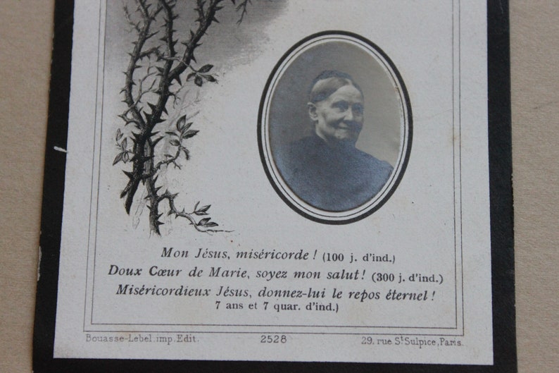 1912 French Funeral Prayer Card With Photograph / Antique Religious ...