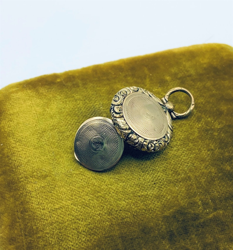 Tiny Victorian Deeply Carved Gold Pocket Watch Locket Circa 1850 With ...