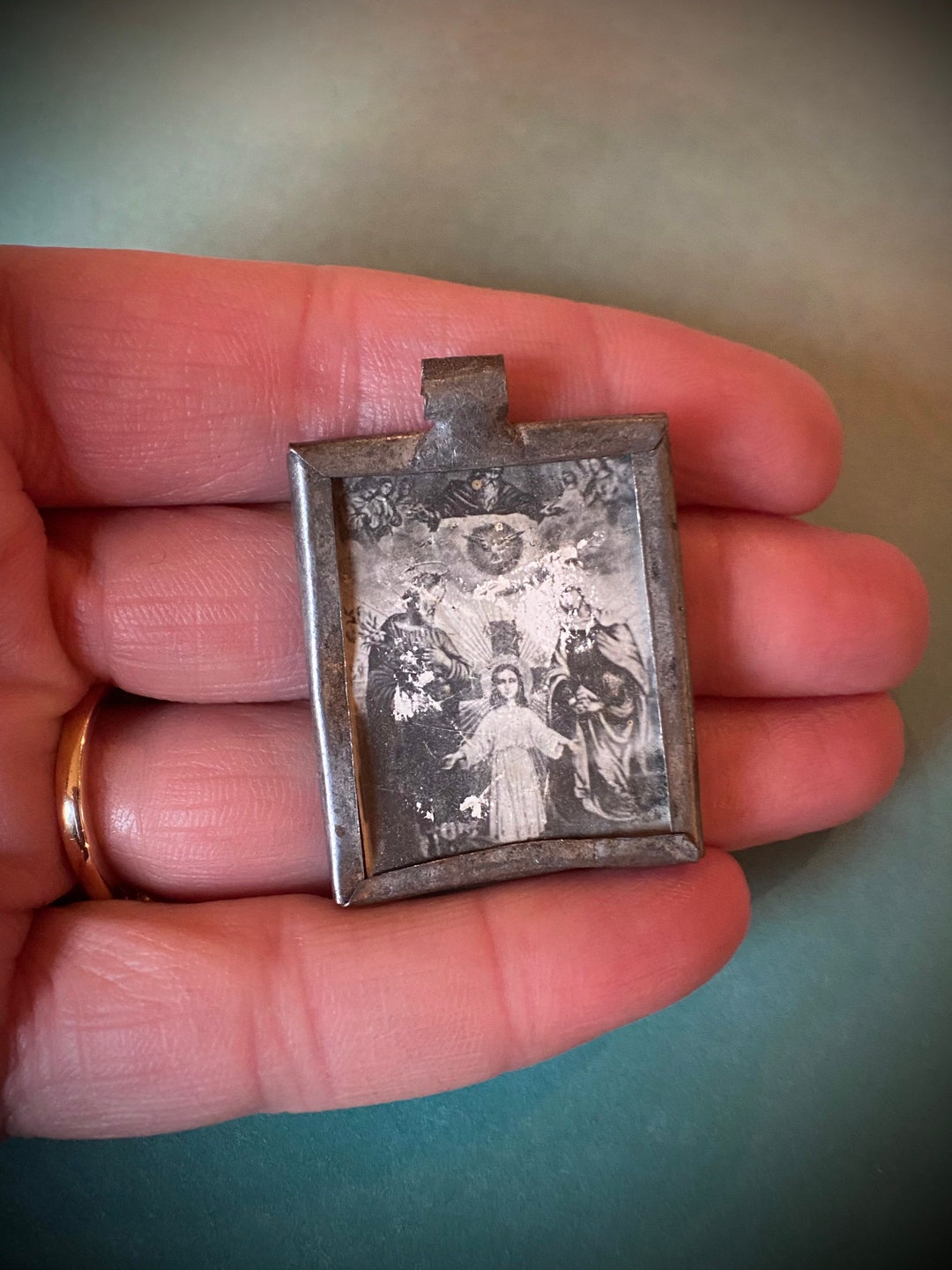 1700s French Catholic Framed Miniature Icon of the Holy Trinity and the ...