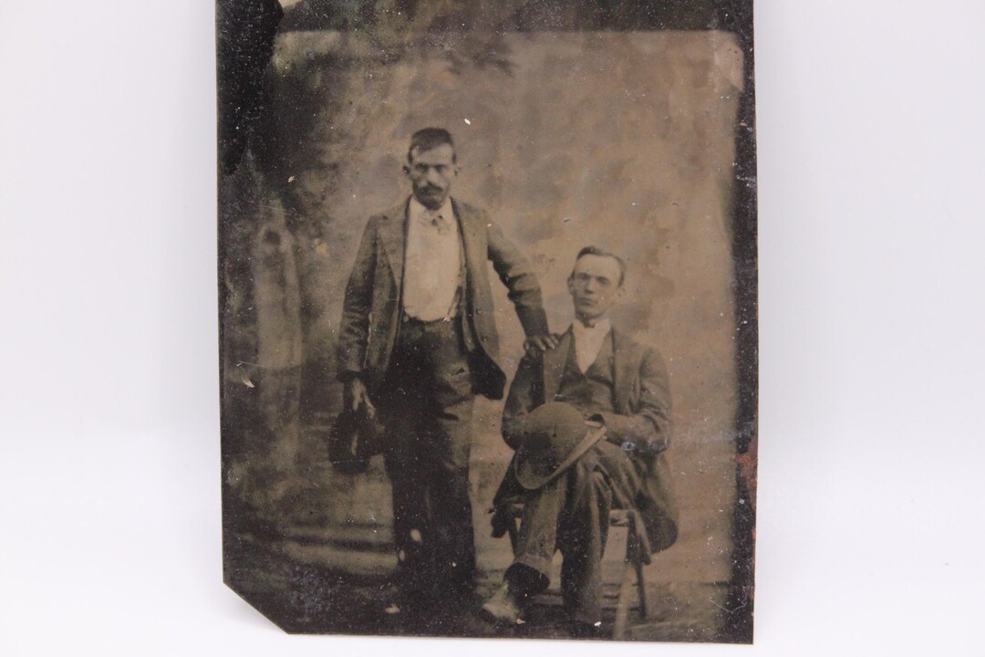 Antique Victorian Tintype Photograph of a Two Men /full Body Tintype of ...