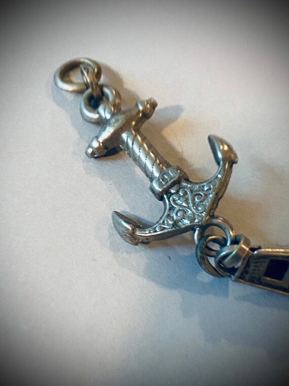 Victorian Silver Nautical Watch Chain with Anchor and… - Gem