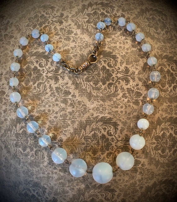 Victorian Graduated Frosted Ghost Glass Bead Necklace - Gem