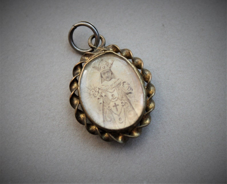 Antique Double Glass Locket Saint Joseph and Unknown Saint / 19th ...