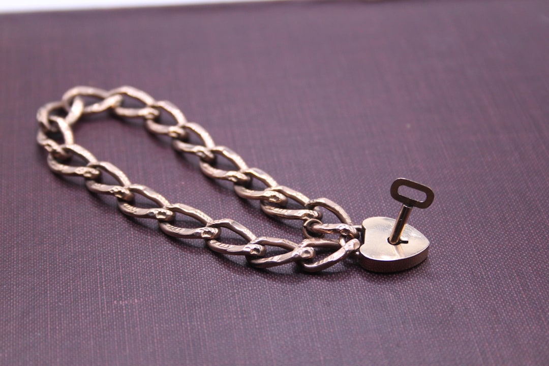 Victorian Embossed Rose Gold Padlock Day and Night Bracelet With Tiny ...