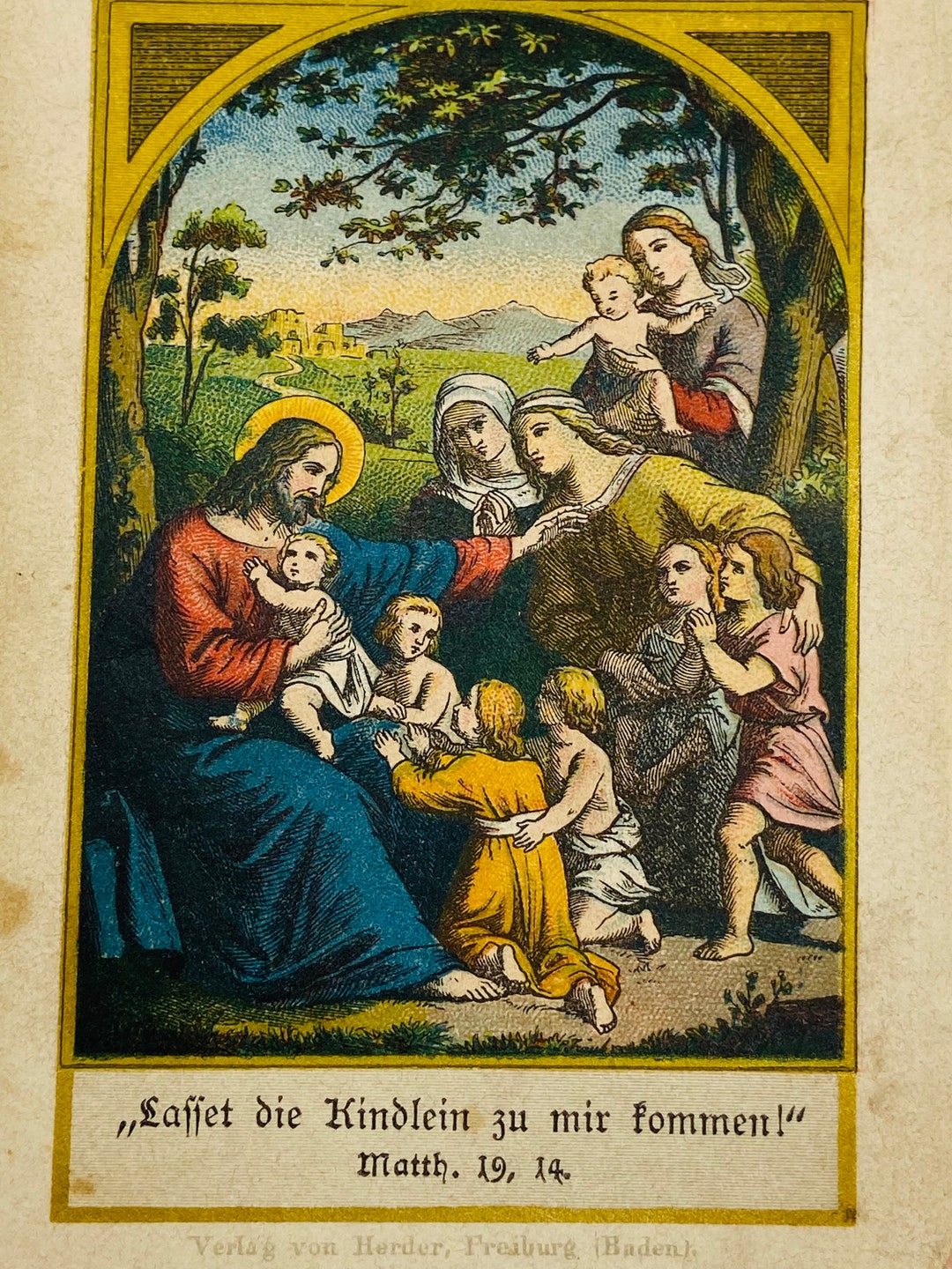 1800s German Catholic Prayer Card / Matthew 19:14 / Antique Religious ...