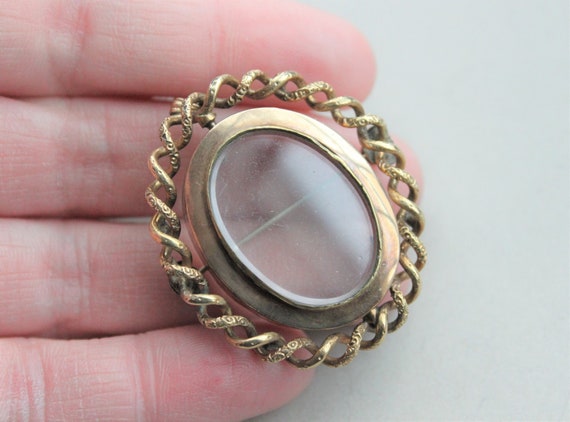 Georgian Treasure Locket / Large Open Face Glass Swiv… - Gem