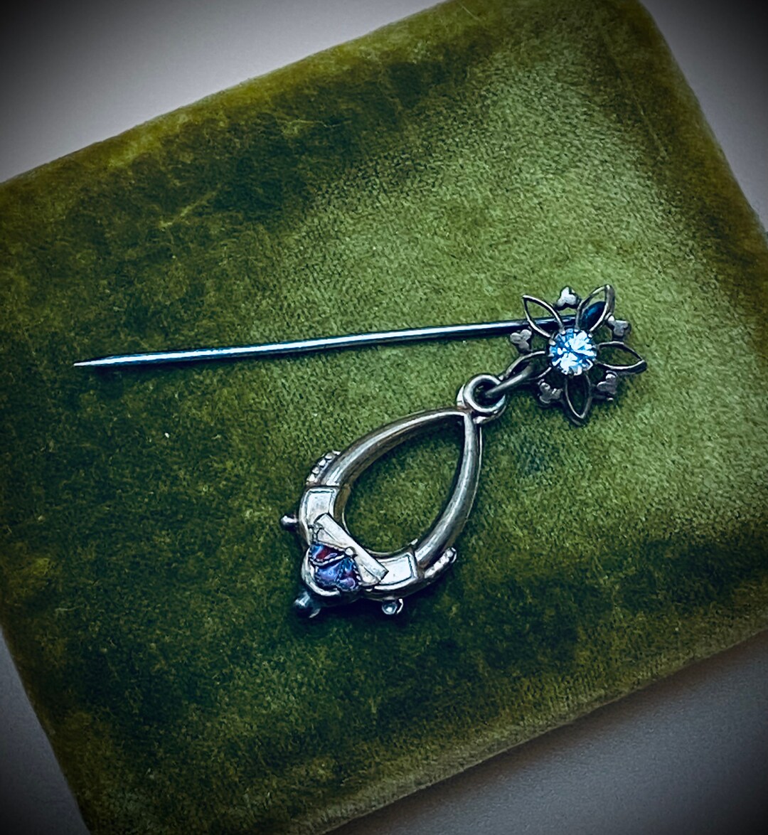 Victorian Jeweled Drop Diamond Paste Stick Pin / Paste and Crimson ...