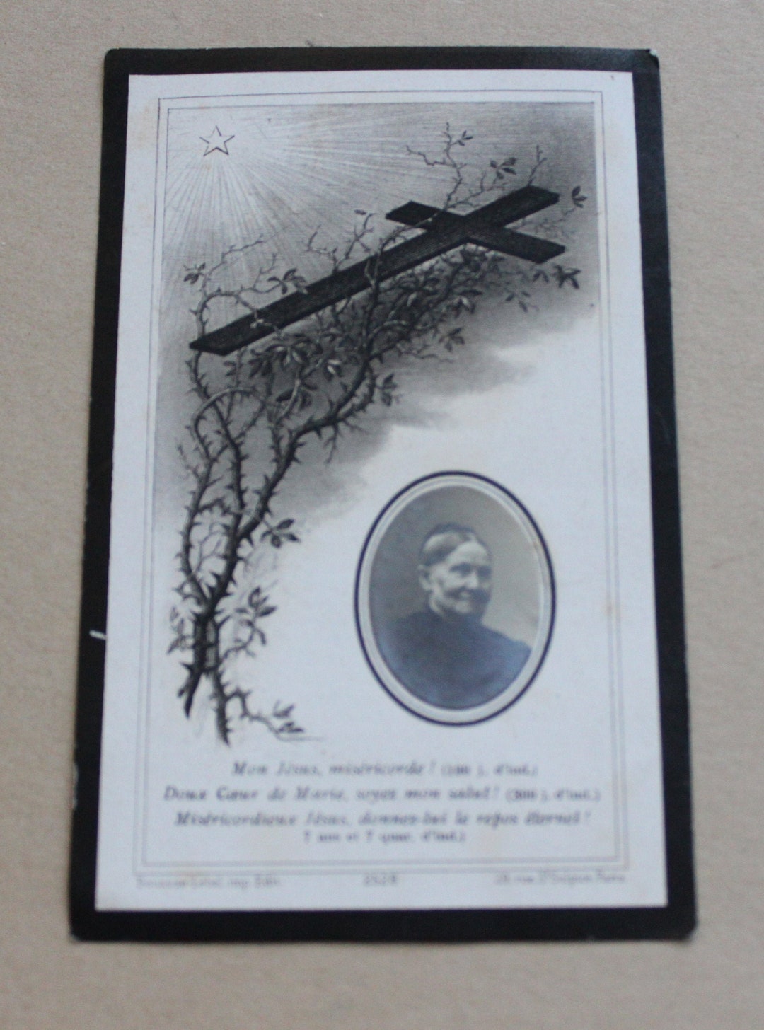 1912 French Funeral Prayer Card With Photograph / Antique Religious ...