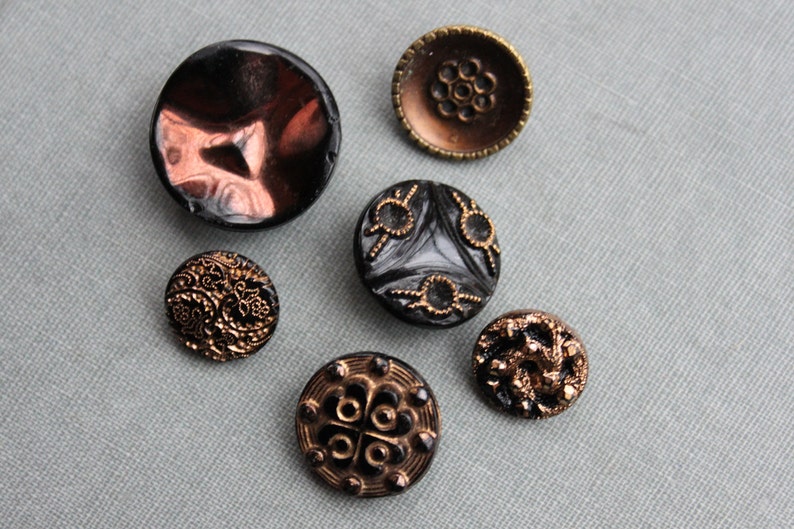 6 Ornate Victorian Jet Luster Glass Buttons / Antique Sewing | Etsy