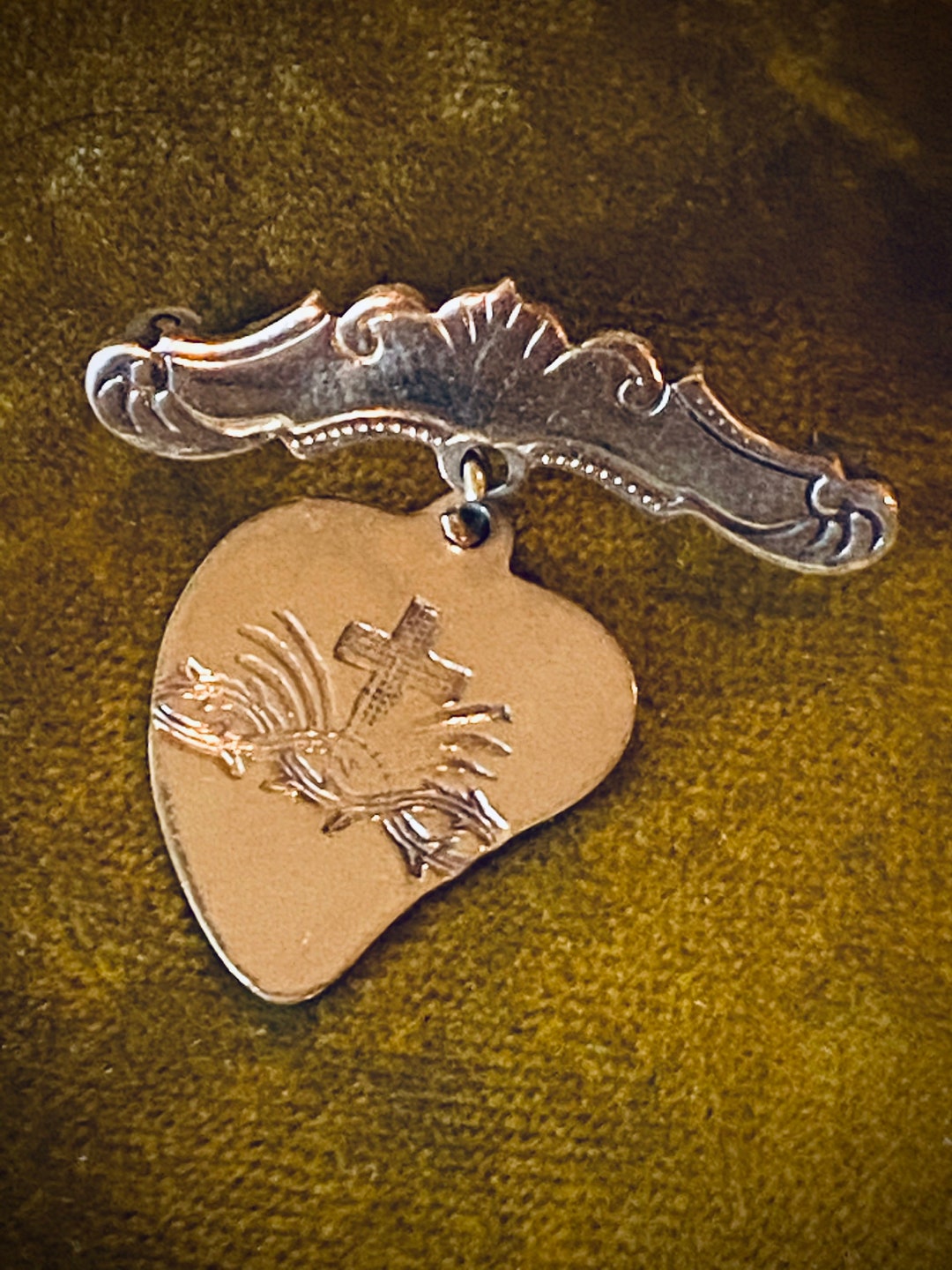 1800s Nuns 9k Rose Gold Catholic Witchs Heart Protection Medal / Cross ...