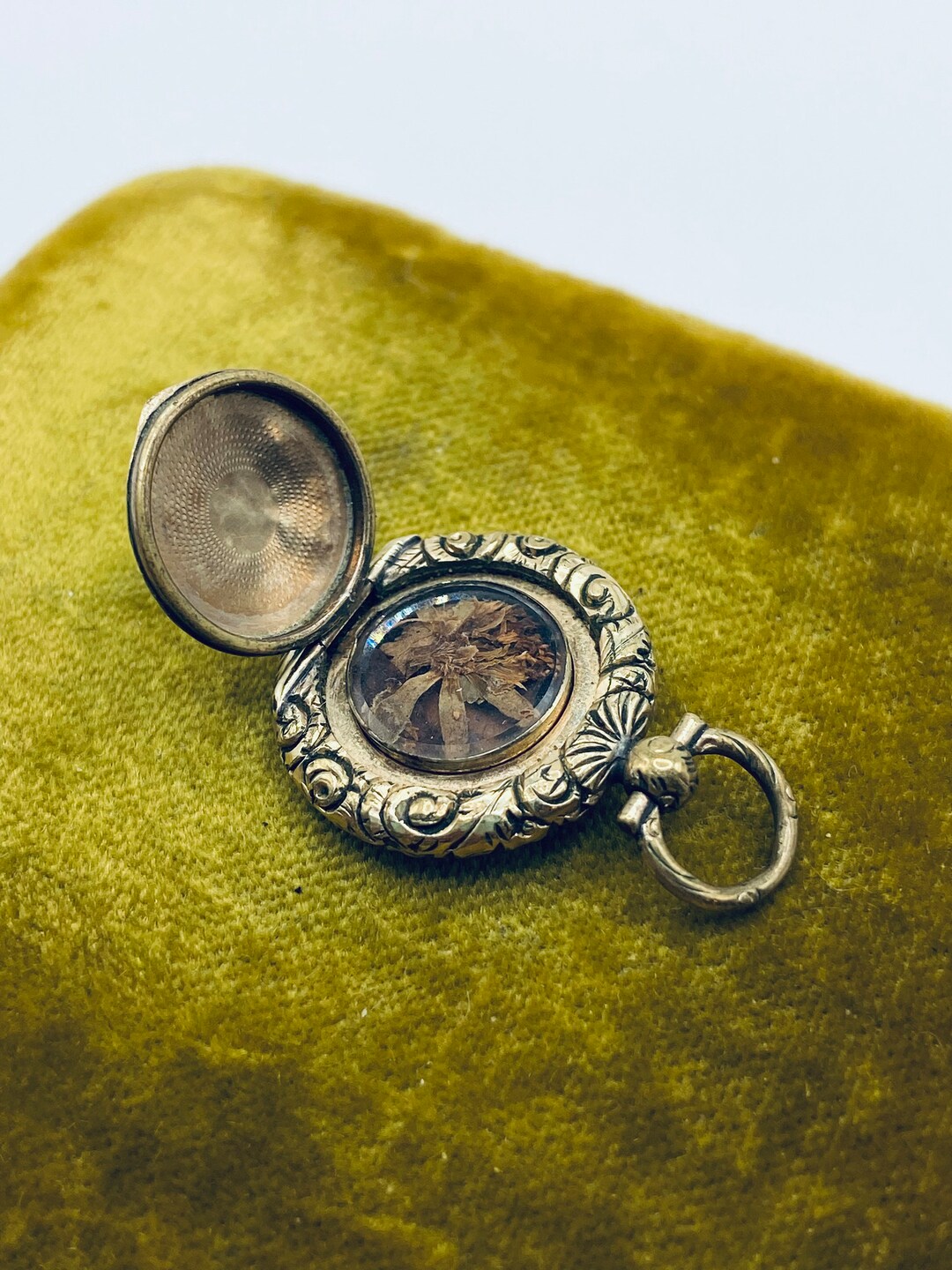 Tiny Victorian Deeply Carved Gold Pocket Watch Locket Circa 1850 With ...