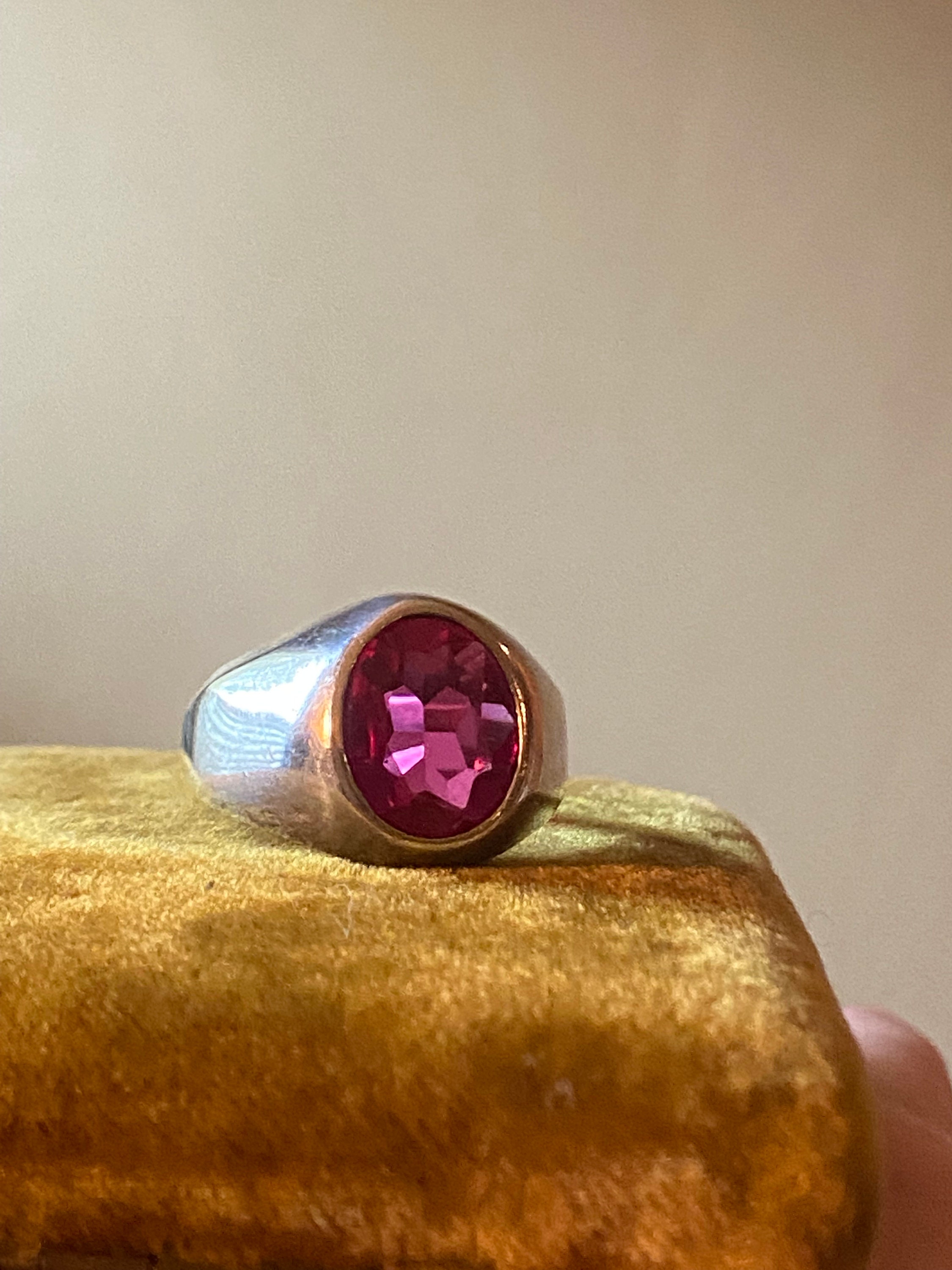 Victorian Ruby Red Spinel Sterling Signet Ring / Size 10.5 | Etsy