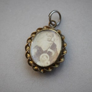 Antique Double Glass Locket Saint Joseph and Unknown Saint / 19th ...
