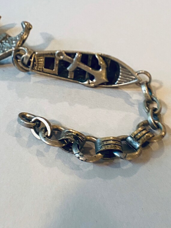 Victorian Silver Nautical Watch Chain with Anchor and… - Gem