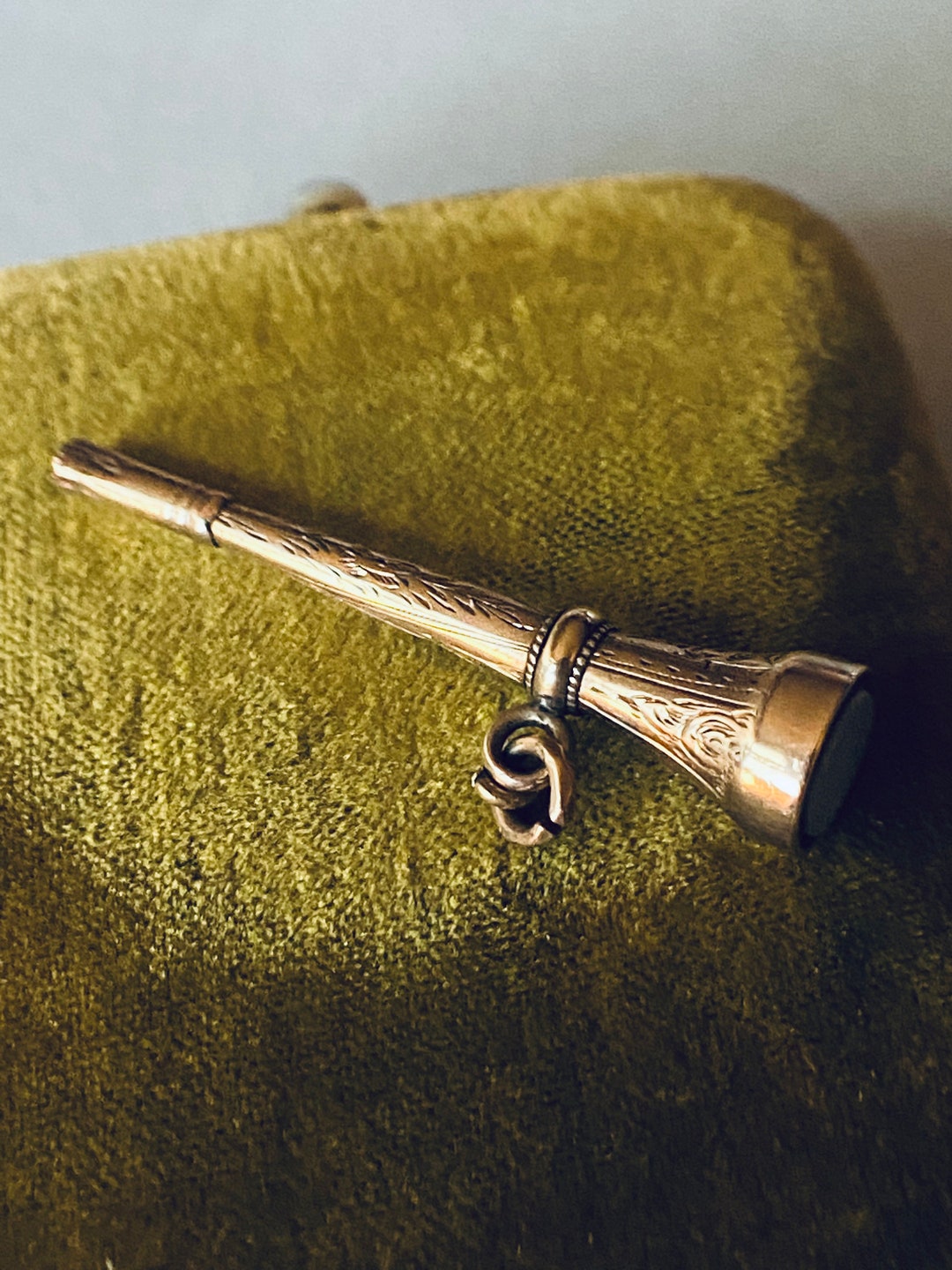 Georgian Hand Engraved Gold Watch Key Trumpet Fob With Unmonogrammed ...