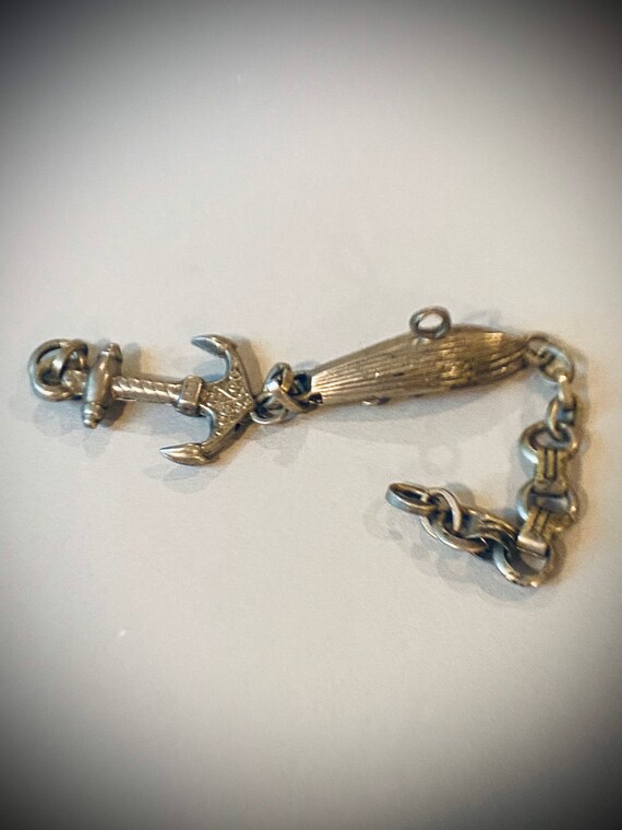 Victorian Silver Nautical Watch Chain with Anchor and… - Gem