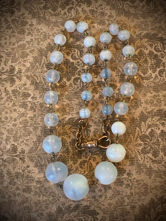 Victorian Graduated Frosted Ghost Glass Bead Necklace - Gem