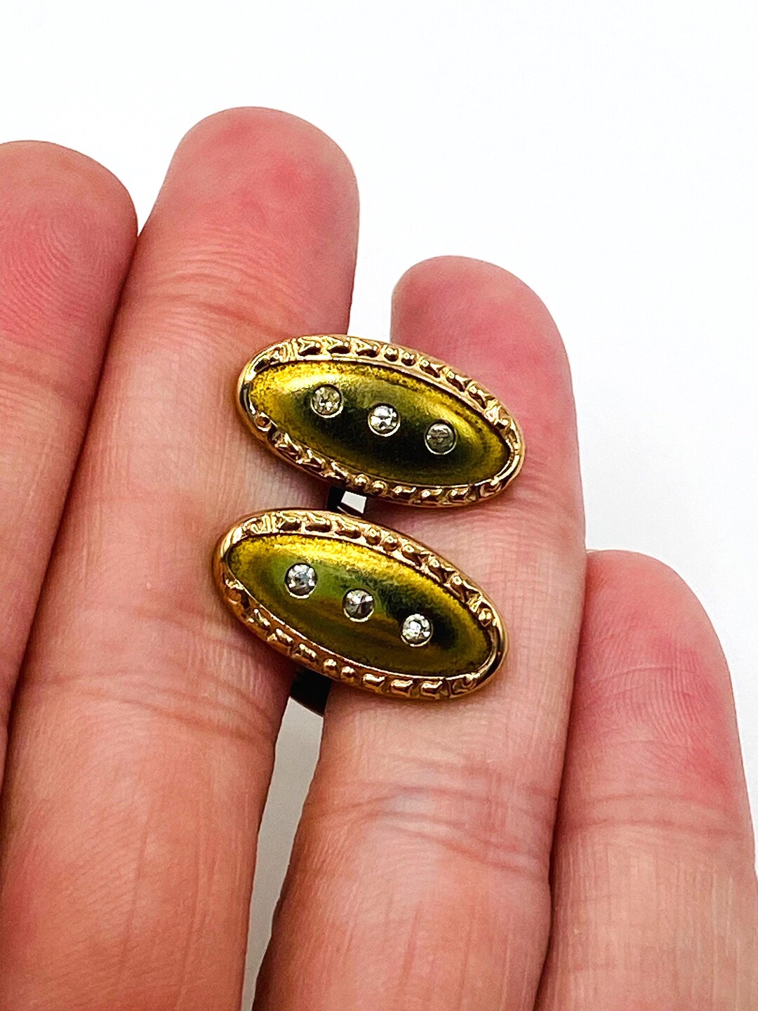 Antique Victorian Rose and Yellow Gold Paste Trinity Cuff Links / Gift ...