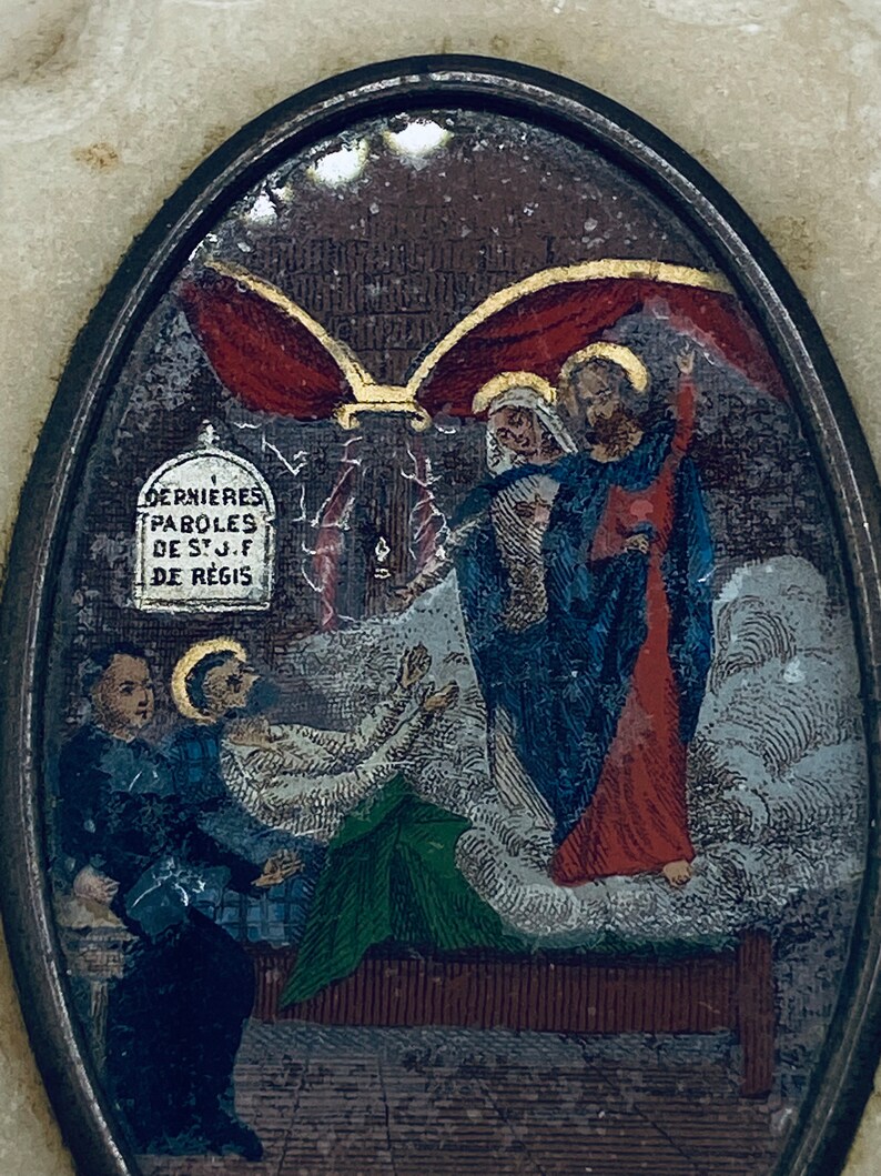 Antique French Miniature: Death of Saint Regis - Gilded Painting Framed ...