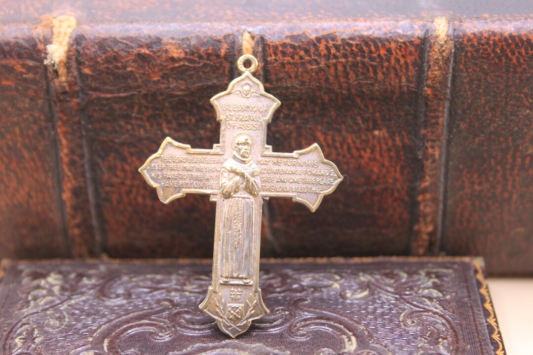 RARE Antique 1800s Saint Anthony's Brief and Saint Francis Cross ...