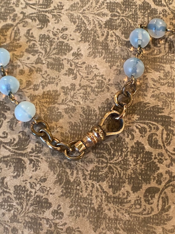 Victorian Graduated Frosted Ghost Glass Bead Necklace - Gem