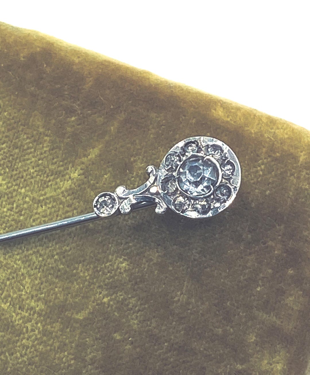 Antique Edwardian Halley's Comet Paste and Sterling Stick Pin / Wedding ...