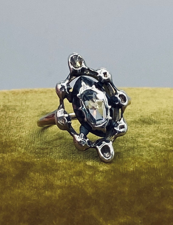 1690s Stuart Era Rose Cut Diamond Cluster 14k Gold En… - Gem