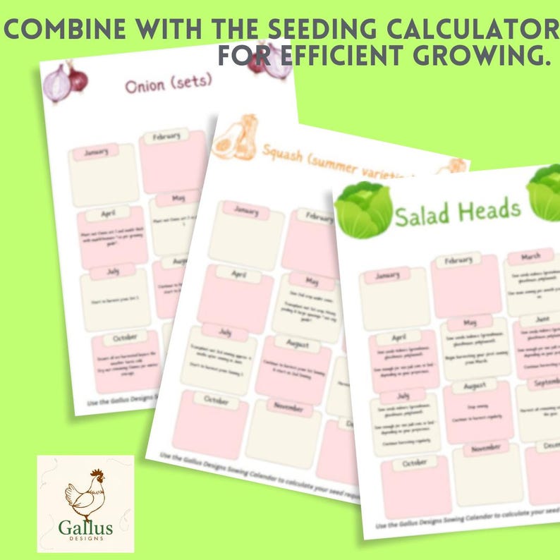 Vegetable Growing Calendar Printable Log Garden Tracker Garden Planner ...