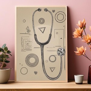 Abstract Stethoscope Line Art - Minimalist Medical Wall Print - Etsy