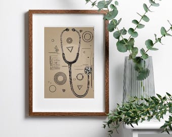 Abstract Stethoscope Art Print - Vibrant Medical Office Decor - Doctor ...