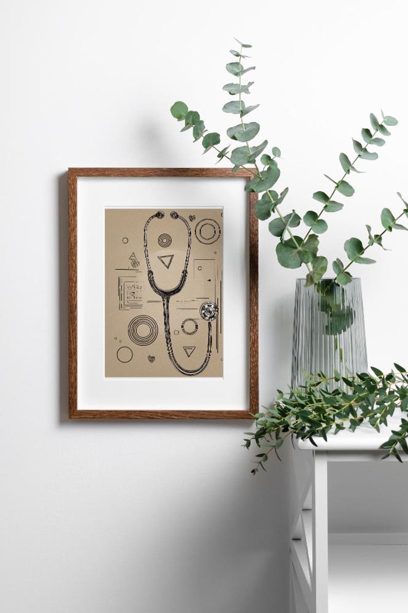 Abstract Stethoscope Line Art - Minimalist Medical Wall Print - Etsy
