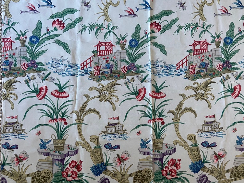 Designer Asian Toile Fabric Remnant 53” W X 35.25L - Etsy