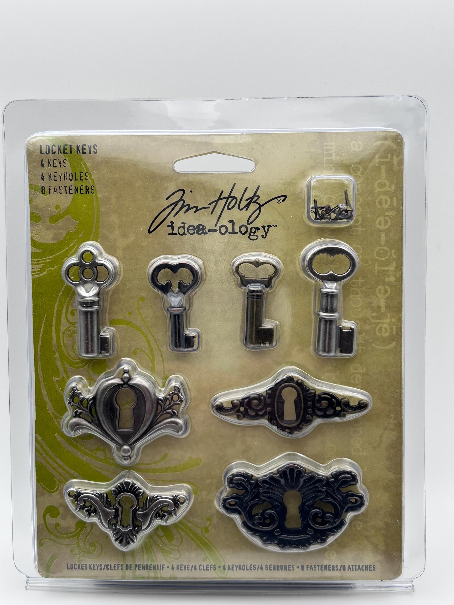 Tim Holtz Idea-ology Locket Keys & Keyholes Set – Vintage Metal Keys ...