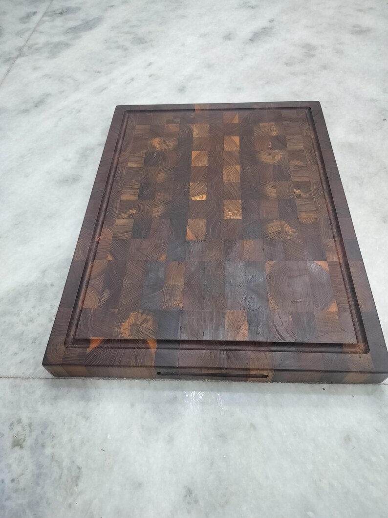 Teak Wood End Grain Extra Large Cutting Board With Juice Groove - Fully ...