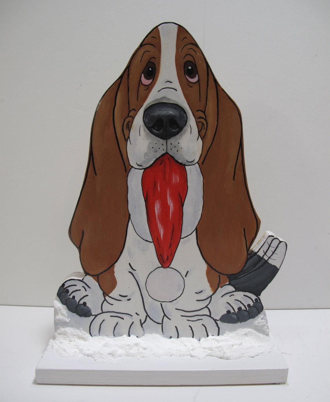 Hand Painted Basset Hound Holiday/christmas Table Top Art - Etsy