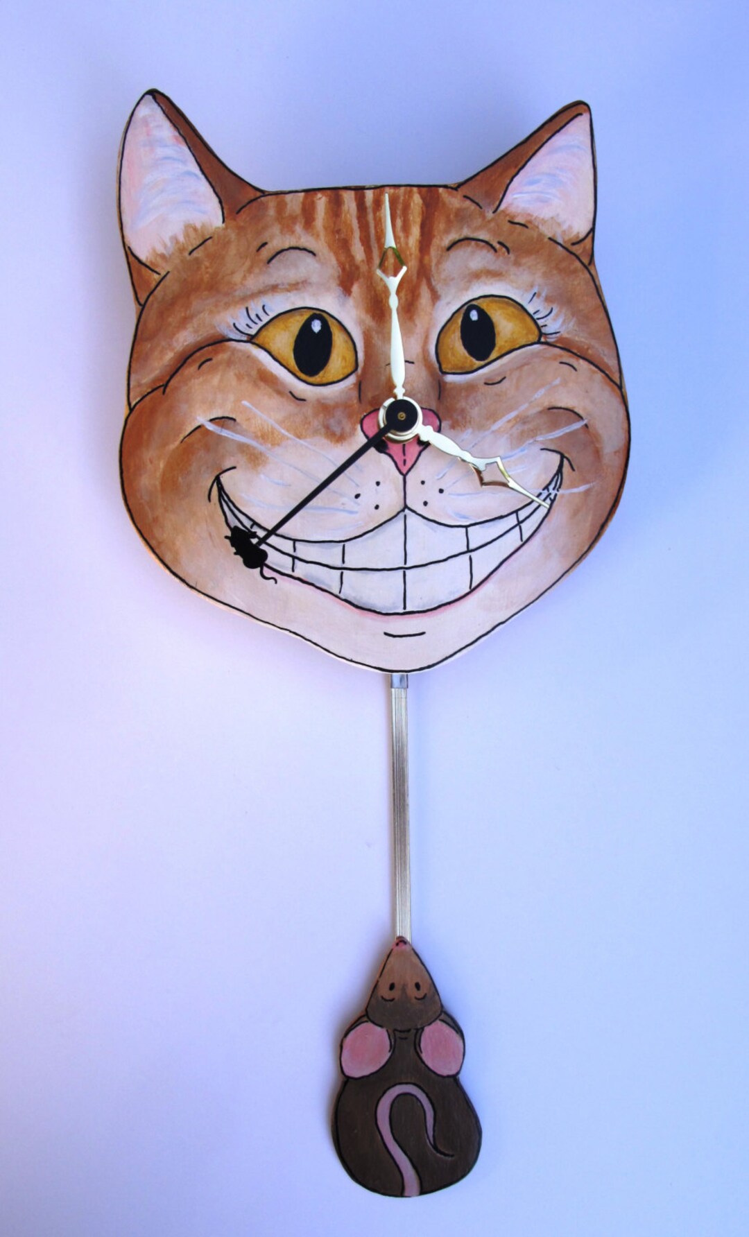 Made to Order Hand Painted Cat Clock - Cheshire Cat - Orange Marmalade ...