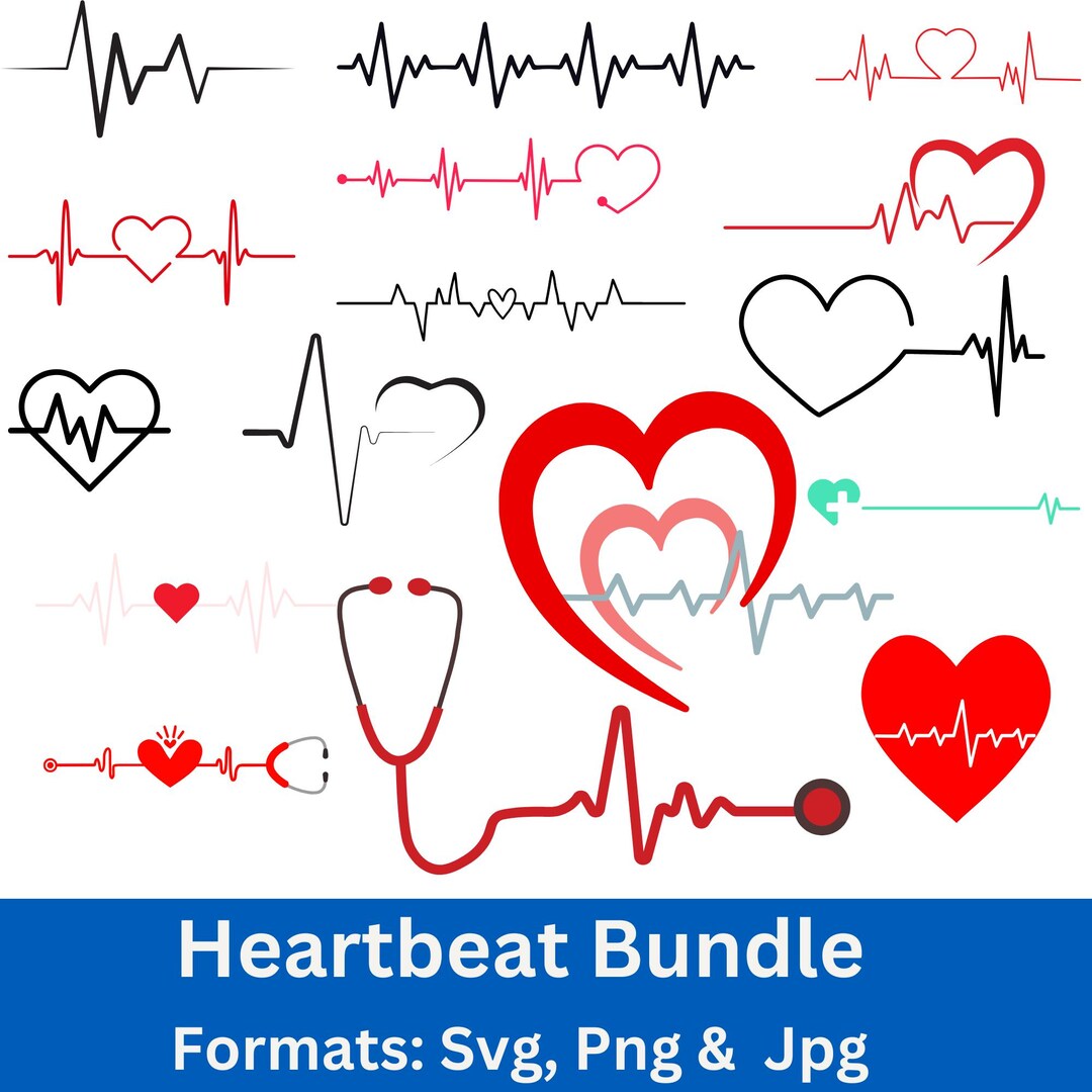 Heartbeat Svg, Heartbeat Bundle, Heartbeat Different Design, Heartbeat ...