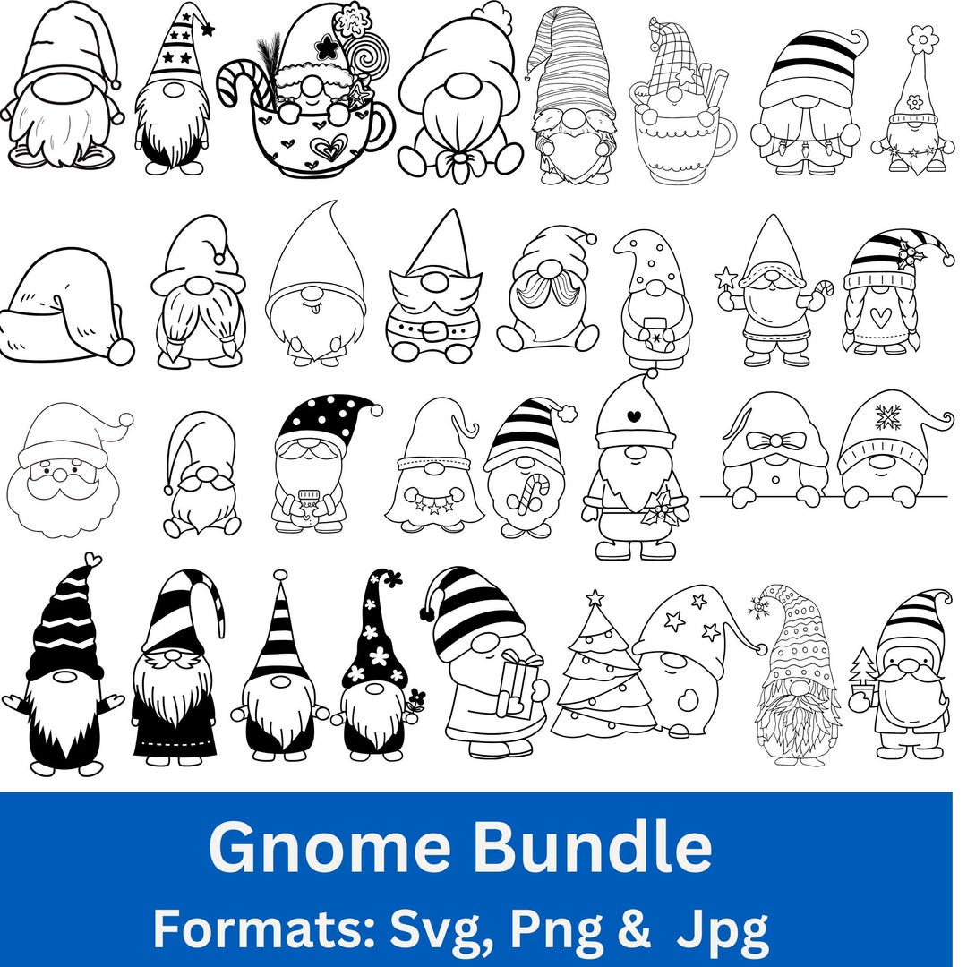 Christmas Gnome Bundle Svg, Png, Jpg Christmas Doodle, Gnomes Merry ...